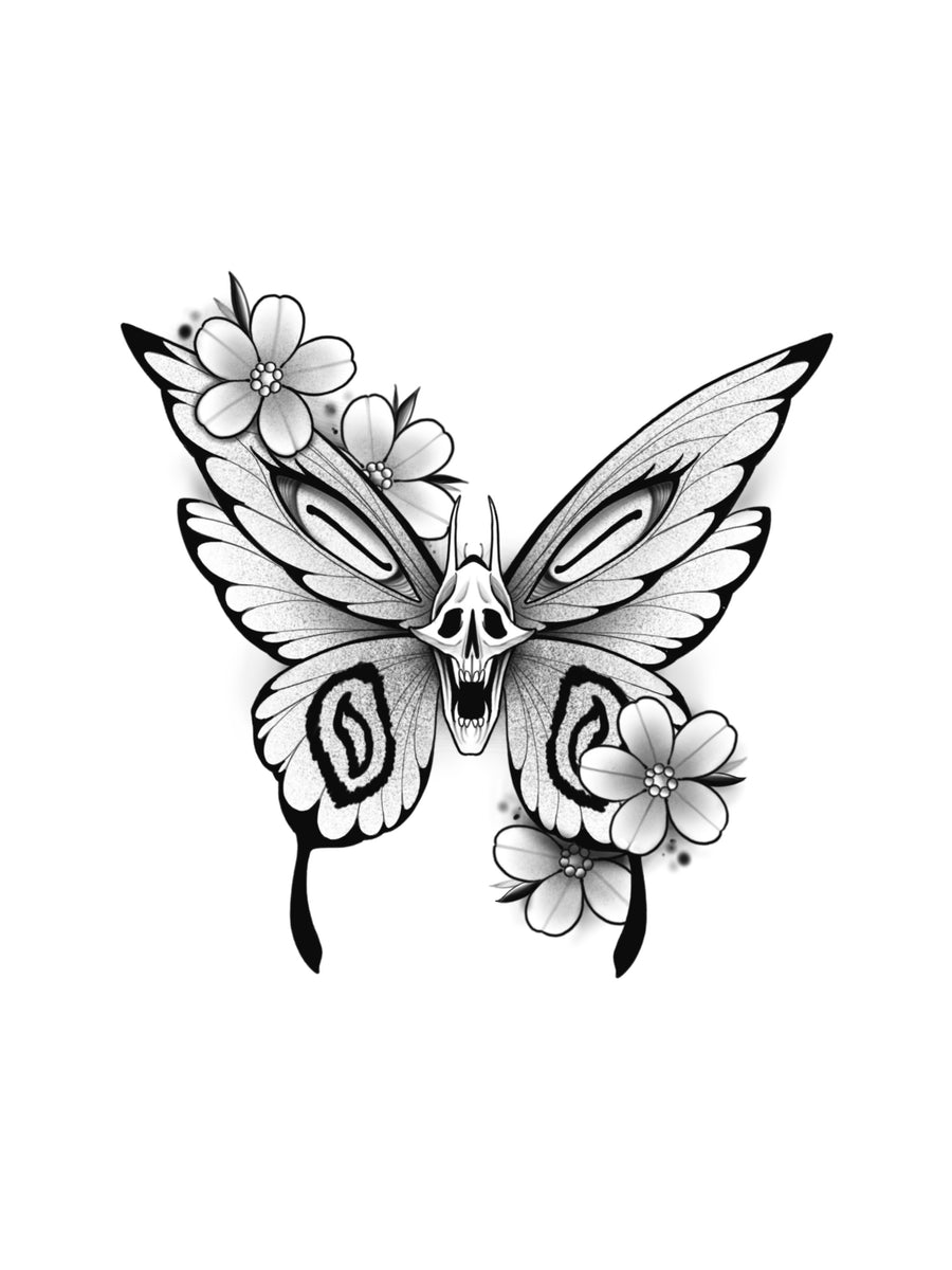 Skull Butterfly by Cris – Skull and Lotus Tattoo